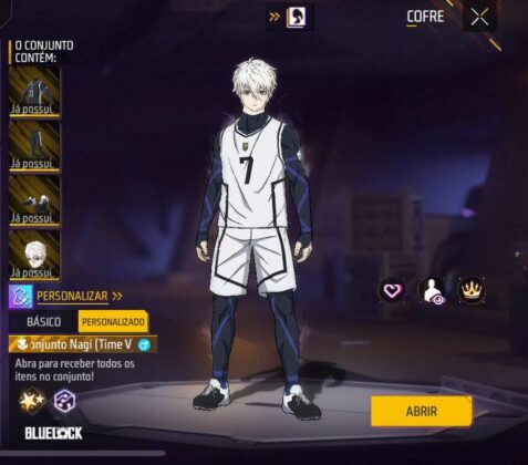 SKINS E ITENS DA PARCERIA DE FREE FIRE × BLUE LOCK DENTRO DO GAME