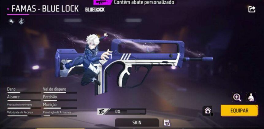 SKINS E ITENS DA PARCERIA DE FREE FIRE × BLUE LOCK DENTRO DO GAME